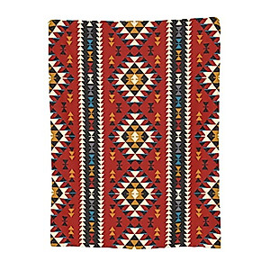 Native American Throw Blanket Boho Style Plush Fleece Flannel Blanket Lightweight Soft for Sofa Couch Bed Living Room Pet Suitable for All Seasons 60"x50"