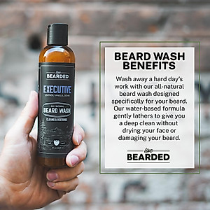 Live Bearded Beard Wash, 8 fl oz - Water-Based Face Cleanser with All-Natural Ingredients for a Gentle, Deep Clean - Made in the USA | Executive Scent - Cedar, Vanilla