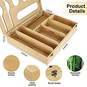 With Cutter Foil and Plastic Wrap and Ziplock Bag Storage Organizer,Quality Bamboo Food Bag Dispenser for Kitchen Drawer - Compatible with Gallon,Quart,Sandwich,Snack, Variety Size Bags,Wax,Parchment