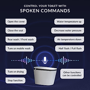 WOODBRIDGE B0931S Voice Control Smart Bidet Toilet with 1.28 GPF Dual Flush Auto Open & Close,Foot Sensor Flush,1000 Gram Map Flushing Score,LED Display,Chair Height Design and Cleaning Foam Dispenser