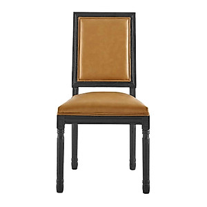 Modway Court French Vintage Vegan Leather Dining Chair in Black Tan