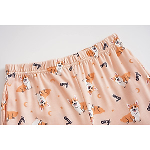 Vopmocld Young Girls Cartoon Corgi Pajama Sets Long Sleeve Cotton Sleepwear Cute Clothes 2PCS Sets, Corgi, 14