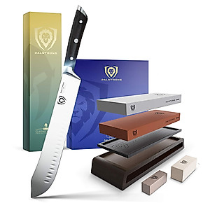 Dalstrong The Gladiator Series Elite Bull Nose Butcher Knife 10" Bundled with Premium Whetstone Kit - #1000/#600 Grit