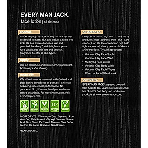 Every Man Jack Mattifying Face Lotion, Oil Defense, Fragrance Free, 2.5-ounce