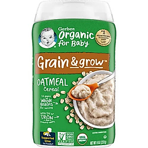 Gerber Baby Cereal Organic 1st Foods, Grain & Grow, Oatmeal, 8 Ounces