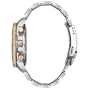 Bulova Men's Marine Star Series C Two-Tone Rose Gold Stainless Steel 6-Hand Chronograph Quartz Watch, Blue Dial Style: 98B301