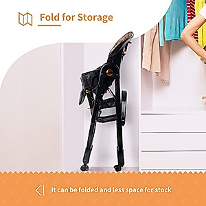 High Chairs for Babies and Toddlers, 8 in 1 Baby High Chair Clearance with Adjustable Seat Back Detachable Seat Cushion and Double Removable Tray, Portable Baby Booster Seat with Wheels (Black)