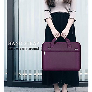 Voova Laptop Bag Carrying Case 17-17.3 Inch for Women, 360° Protective Computer Sleeve Cover with Shoulder Strap Compatible with Lenovo Asus Acer Dell Hp Notebook, Waterproof Slim Briefcase, Purple