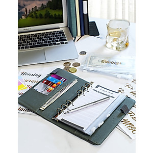 A6 Budget Binder with 10 Zipper Envelopes, PU Leather Money Binder Organizer for Cash Envelope Binder for Budgeting, Savings Binder with Budget Sheets & Stickers, Budget Organizer for Cash