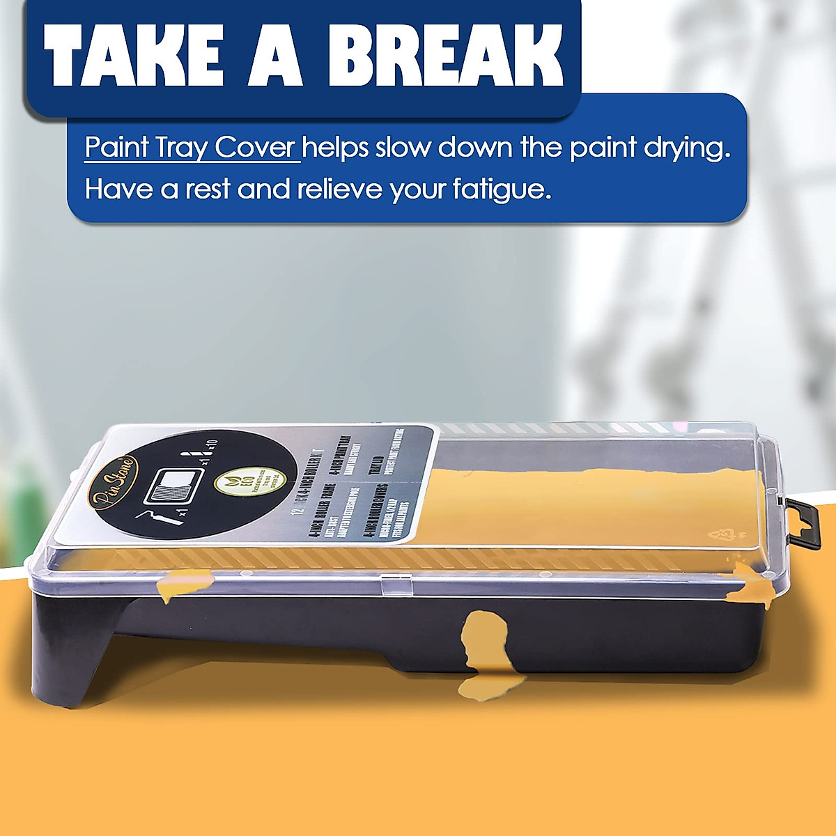 4 inch Small Paint Roller Tray Set, PinStone 12pcs 4" Mini Paint Roller with Extension Threads, 10 Microfiber Covers & Paint Preservation Tray Lid, Mini Rollers for Painting Walls, Cabinets, Touch-ups