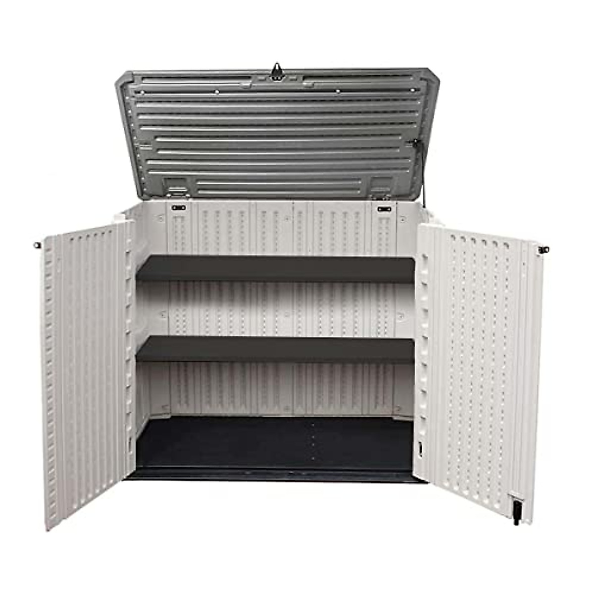 KINYING Metal Laminate Shelving for 26 Cu.ft Horizontal Storage Shed, One Shelf to Hold 44 lbs, 46 in * 13 in, One Piece in The Package with 4 Screws, 11LBS