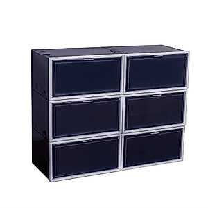 Shoe Storage, 12 Pack Large Shoe Organizer for Closet, Shoe Boxes Clear Plastic Stackable Shoe Storage Boxes for (White)