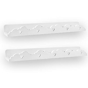 URBN White Two Shelf Set Wall Mounted Floating Shelves 22 inch, Book Storage Ledge Organizer Home Decor Display for Nursery or Kids Room