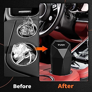 HOTOR Car Trash Can with Lid - 2 Pack, Mini Essential Car Accessories for Interior, Leakproof Garbage Can with 30 Attached Trash Bags, Multipurpose Organizers and Storage for Car, Home, Office