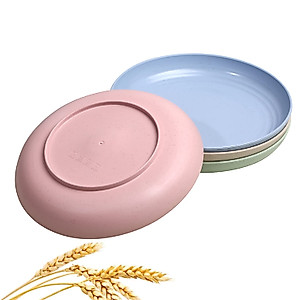 CAMBUY Wheat Straw Plates Lightweight Unbreakable Dinner Dishes Plates Set Dishwasher & Microwave Safe (Extra Large 4 Pack 10')