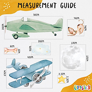 Large Airplane Wall Decals for Kids by Lipastick - 68 pcs Premium Kids Wall Stickers Aircrafts - Creative Nursery Wall Decal - Plane Vinyl Wall Decals for Baby Nursery Children Room Bedroom L Size