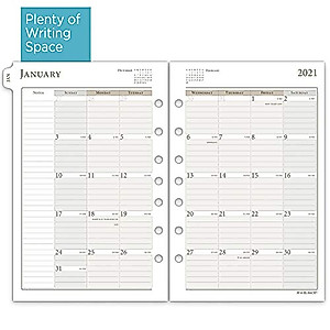 2021 Daily Planner Refill by AT-A-GLANCE, 5-1/2" x 8-1/2", 12010 Day-Timer, Size 4, Two Page per Day (481-225-21)