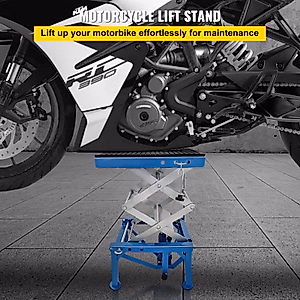 VEVOR Hydraulic Motorcycle Lift Table, 300LBS Hydraulic Motorcycle Scissor Jack, Portable Lift Table, Adjustable Motorcycle Lift Jack, Blue Motorcycle Lift Stand