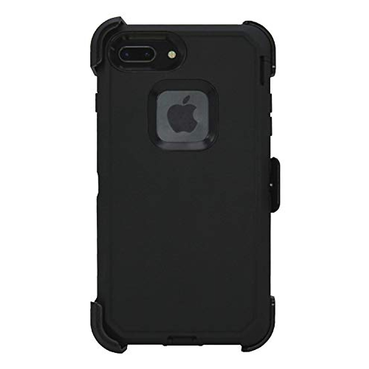 Hand-e Muscle Case for Apple iPhone 8 Plus / iPhone 7 Plus, Triple Layer Protection (Defender), Drop Proof, Hands Free Kickstand & Belt Clip – Black/Black