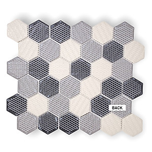 Matte Unglazed 2 Inch Mix Grey Blend Honeycomb Hex 2x2 Gray Porcelain Mosaic Floor Wall Tile Backsplash for Kitchen Bathroom Shower, Accnt Decor, Fireplace, Flooring (Box of 10 Sheets) (Mid Grey)