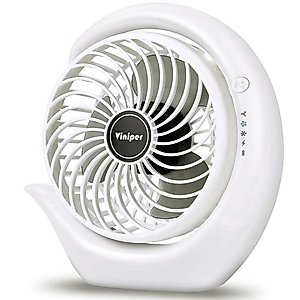 Viniper Portable Rechargeable Fan, Small Desk Fan : 3 Speeds & about 8-24 Hours Longer Working, 180 Rotation, Portable Desktop Fan Small but Mighty, Strong Wind (White, Light Black Blade)6.2 Inch