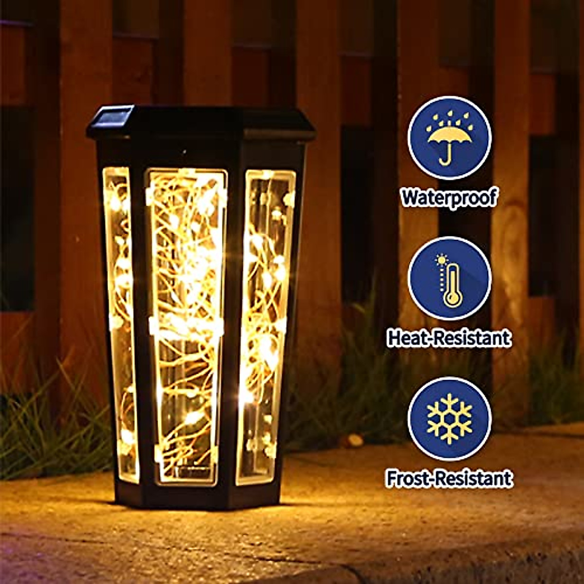 Yeceny Solar Landscape Lights Outdoor with Hangers-IP44 Waterproof 50 LEDs Solar Pathway Light-2 Modes Auto On/Off Solar Powered Fairy Light Garden for Yard Fence Patio Walkway Decor