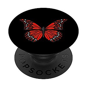 Red Butterfly Black Background PopSockets Swappable PopGrip