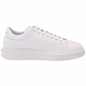 A|X Armani Exchange Men's Thick Sole Leather Sneakers, Optical White, 8