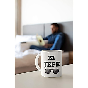 Mug Idea for Boss. El Jefe 11 oz Coffee Mug. Funny Saying in Spanish for The Bosses. Regalo para Tu Jefe. (White)