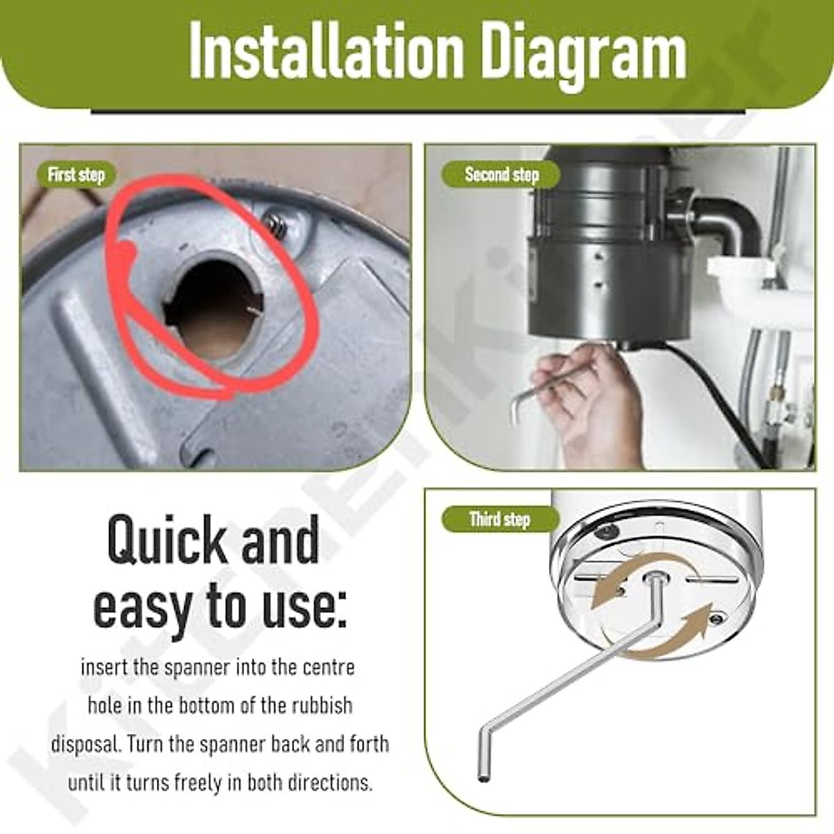 Garbage Disposal WRN-00 Jam-Buster Wrench tool, Compatible with InSinkErator Garbage Disposal, Repair/Fix Garbage Disposal, Unclog Kitchen Sink, Silver