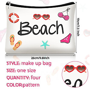 Weewooday Beach Cosmetic Bag for Women Funny Beach Makeup Bag Gifts Beach Accessories Travel Organizer Summer Cotton Case Pouch for Gifts