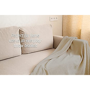 BELL+HOWELL, Cream Colored Travel Blanket for Airplane / or Use as a Throw Blanket for Home, Ultra Soft Materials, Machine Washable, Carrying Case Included