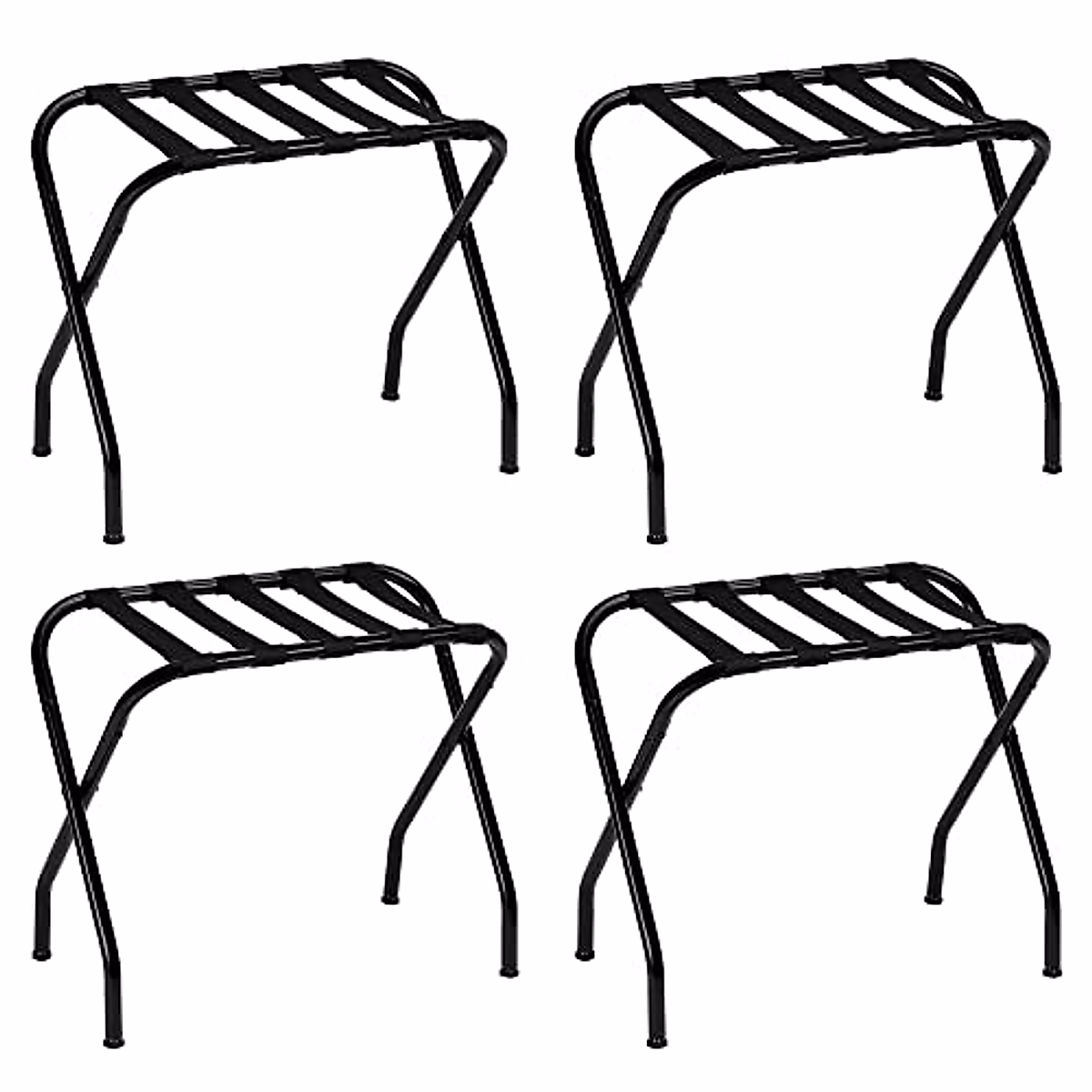 Heybly Luggage Rack, Pack of 4,Steel Folding Suitcase Stand for Guest Room Bedroom Hotel,Black,HLR001B4