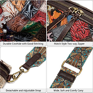 Womens Multicolor Small Crossbody Purse Genuine Leather Block Patchwork Shoulder Bag Boho