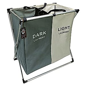 iPreference Slim Foldable Fabric Laundry Basket Organizer with 2 compartment laundry clothing hamper