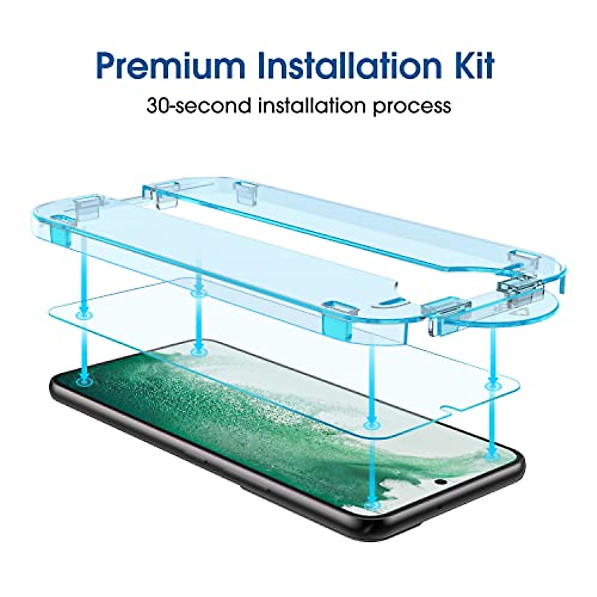 amFilm OneTouch Screen Protector for Samsung Galaxy S22 5G 6.1 Inch, 9H Hardness with Camera Lens Protector, Easiest to Installation and Bubble Free, Tempered Glass, 2 Pack