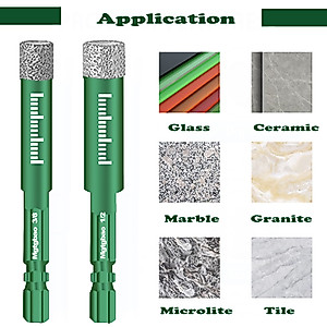 Mgtgbao 8PCS Green Dry Diamond Drill Bits Set, Core Drill bit for Granite Marble Tile Ceramic Stone Glass Diamond Hole Saw Kit with 3/16,1/4, 5/16, 3/8, 1/2, 9/16