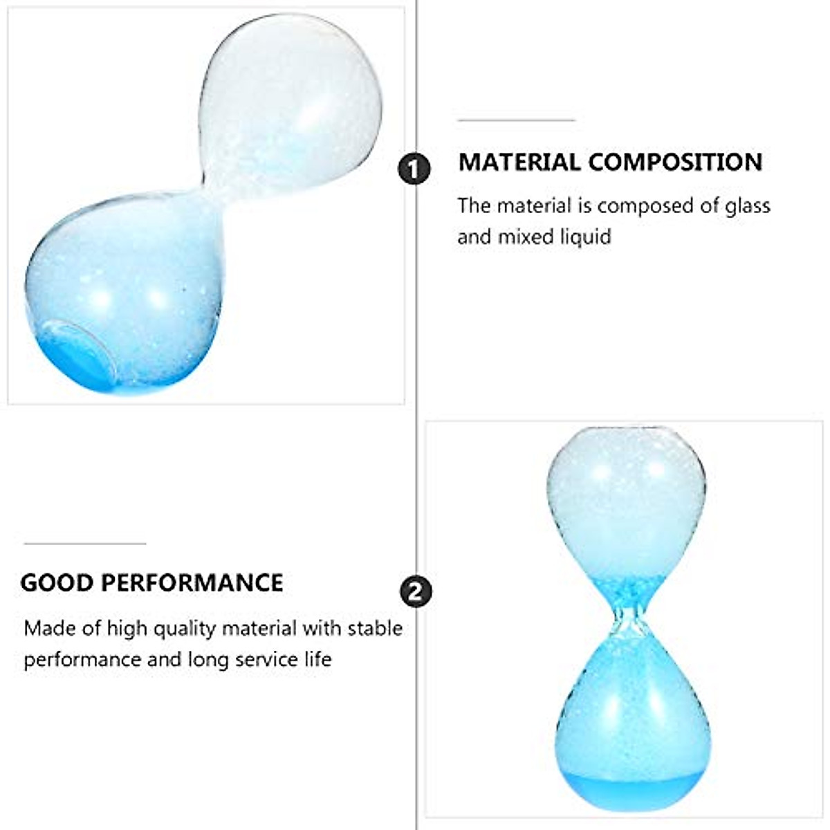 cabilock Glass Hourglass Timer Liquid Hourglass Liquid Motion Timer Hourglass Bubble Singing Hourglass Home Decorations Birthday Gifts (Blue)