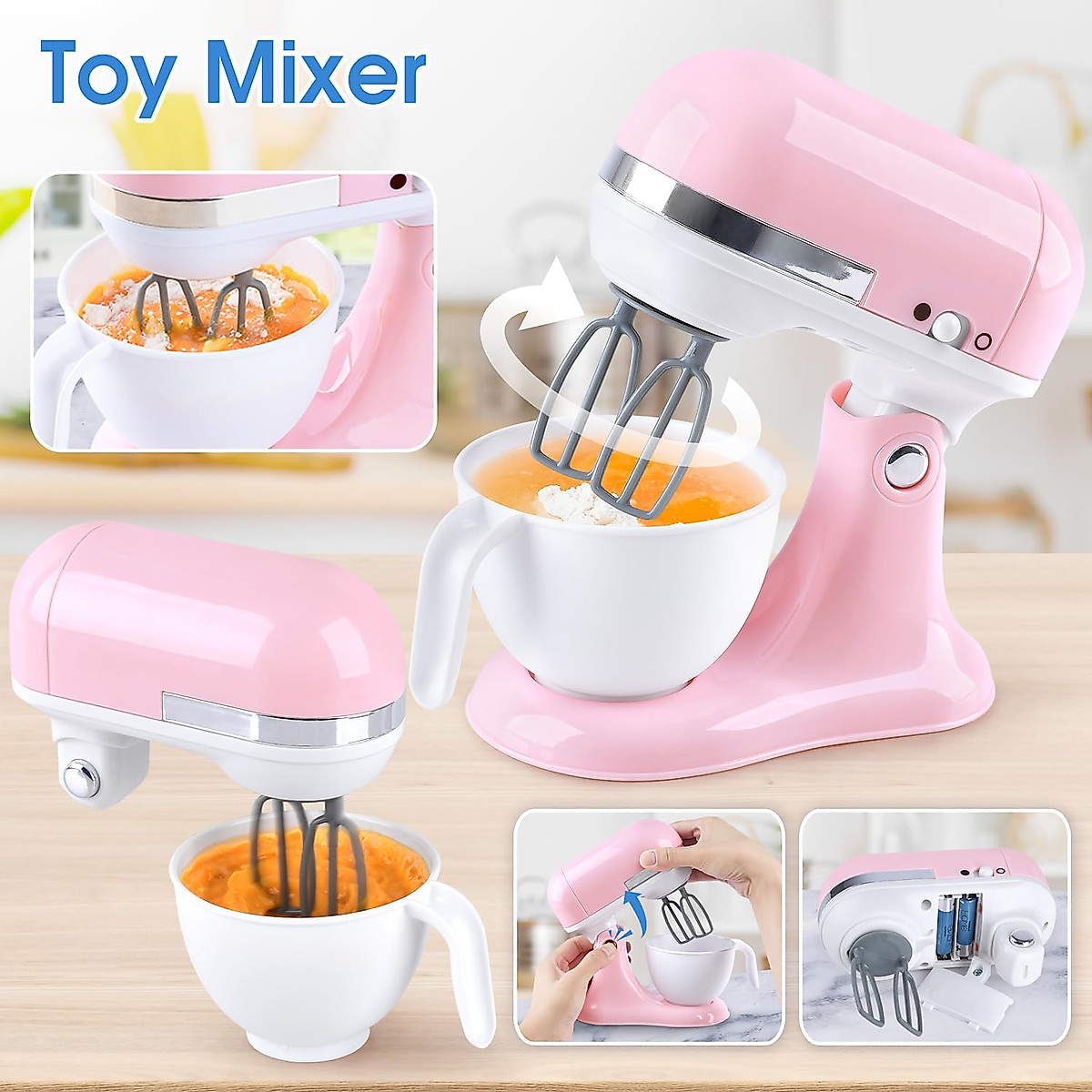 Play Kitchen Appliances Toys - Kids Kitchen Playset Accessories Pretend Kitchen Play for Toddlers 3-5 Large Coffee Maker, Mixer, Toaster with Realistic Sound Play Kitchen for Kids Ages 4-8 Gift