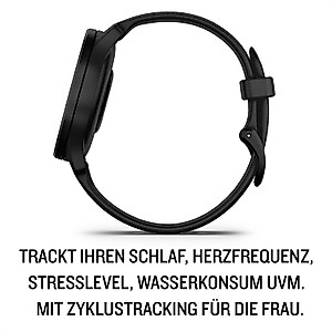 Garmin vivomove Sport, Hybrid Smartwatch, Health and Wellness Features, Touchscreen, Black