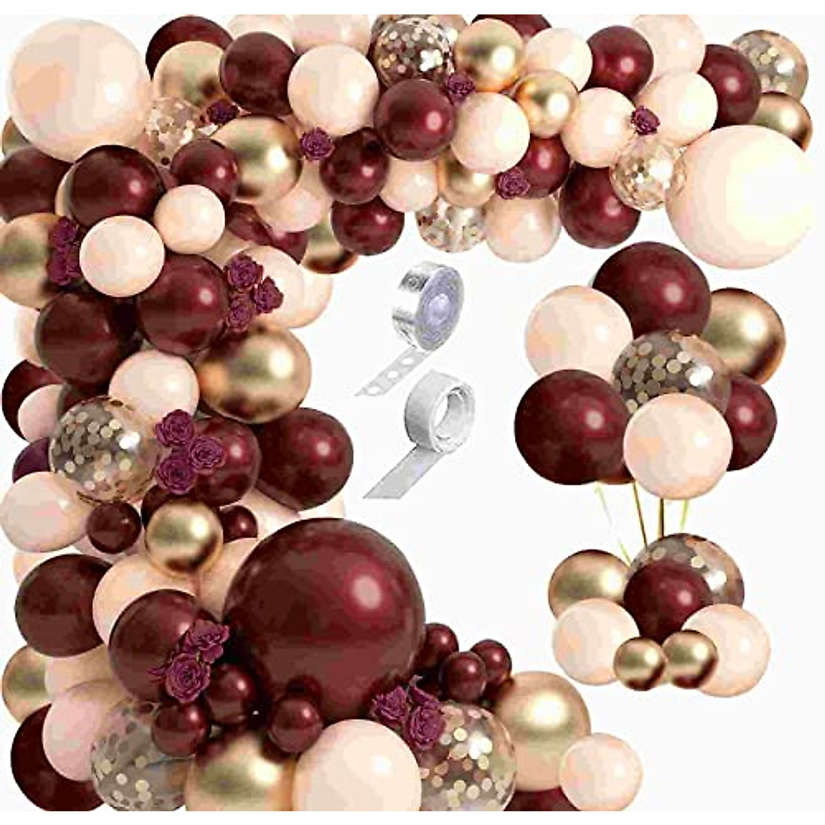 18Inch Burgundy Maroon Blush Metallic Gold Balloons Balloon Garland Arch Kit, Valentines Day Wedding Bachelorette Birthday Bridal Engagement Baby Shower Anniversary Party Decorations for Girl Women