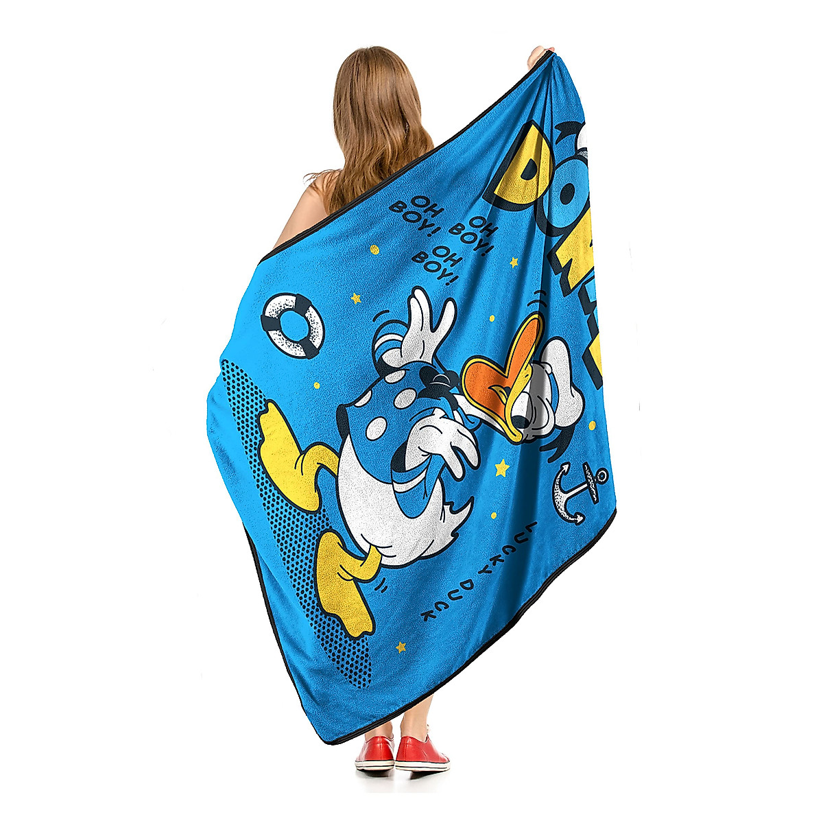 Northwest Donald Duck/Daisy Duck Micro Raschel Throw Blanket, 46" x 60", Lucky Duck