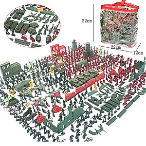 ikasus 330 Piece Plastic Army Men for Boys, Cool Mini Army Action Figures Military Set, Military Toy Soldiers Figures with Tanks, Planes, Flags Accessories Army Base Military Toy Figurines for Boys