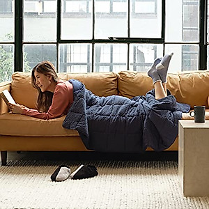 Brooklinen Textured Cotton Weighted Blanket, Deep Navy, Twin