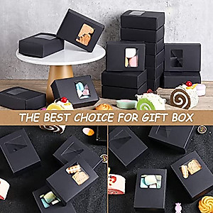 30 Pieces Soap Packaging Boxes Paper Soap Box Kraft Soap Box with Window Rectangle Window Gift Box for Homemade Soap Making Supplies Party Favor Treats Wrapping Packaging, 3.5 x 2.6 x 1.2 Inch (Black)