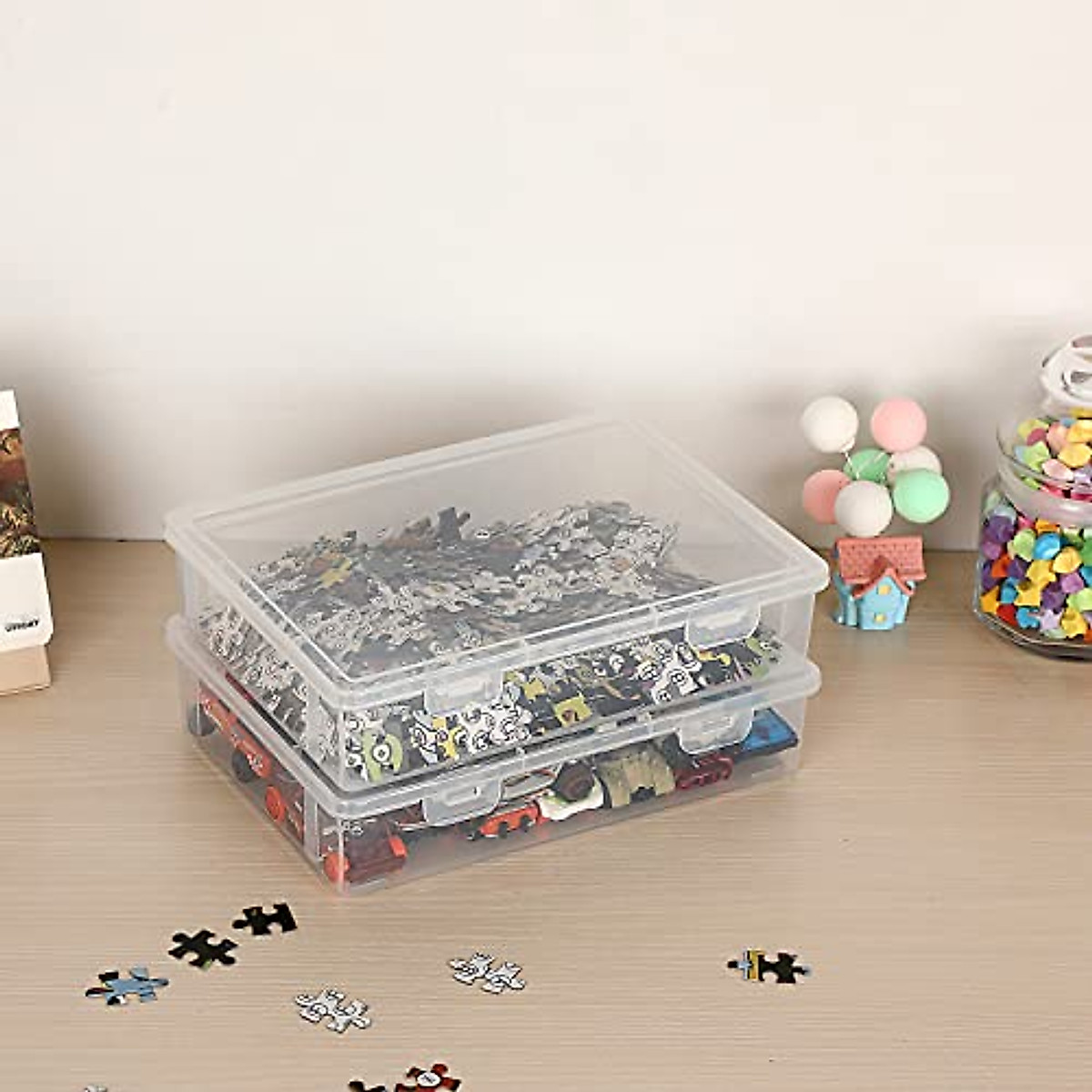 BTSKY Clear Plastic Storage Box with Flap Lid, Multipurpose Craft Organizers and Storage Box Art Supply Storage Organizer Plastic Sewing Box for Beads Pencils Notebooks, 6 Pack Small