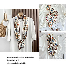 Livrerpi Double-sided Satin Silk Scarf Fashion Handbag Accessories Long Hair Head Neck Scarf 5.12 x 59inch 01