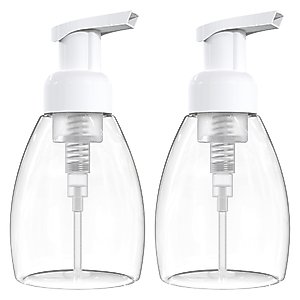 BRIGHTFROM Foaming Soap Dispenser Pump Bottles, BPA Free Empty Refillable Plastic Container for Liquid Soap - Kitchen, Bathroom, Commercial - 8oz (250ml) Pack of 2 Clear