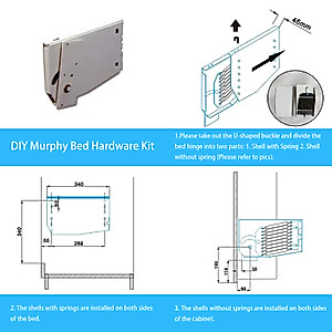 TFCFL Wall Bed Mechanical Hardware Kit, Small-Size DIY Murphy Bed Hardware Kit for Horizontal Wall Mount