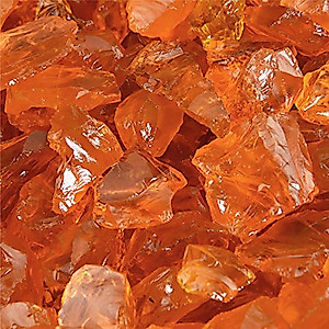 Tangerine - Crushed Fire Glass for Indoor and Outdoor Fire Pits or Fireplaces | 10 Pounds | 1/2 Inch - 3/4 Inch